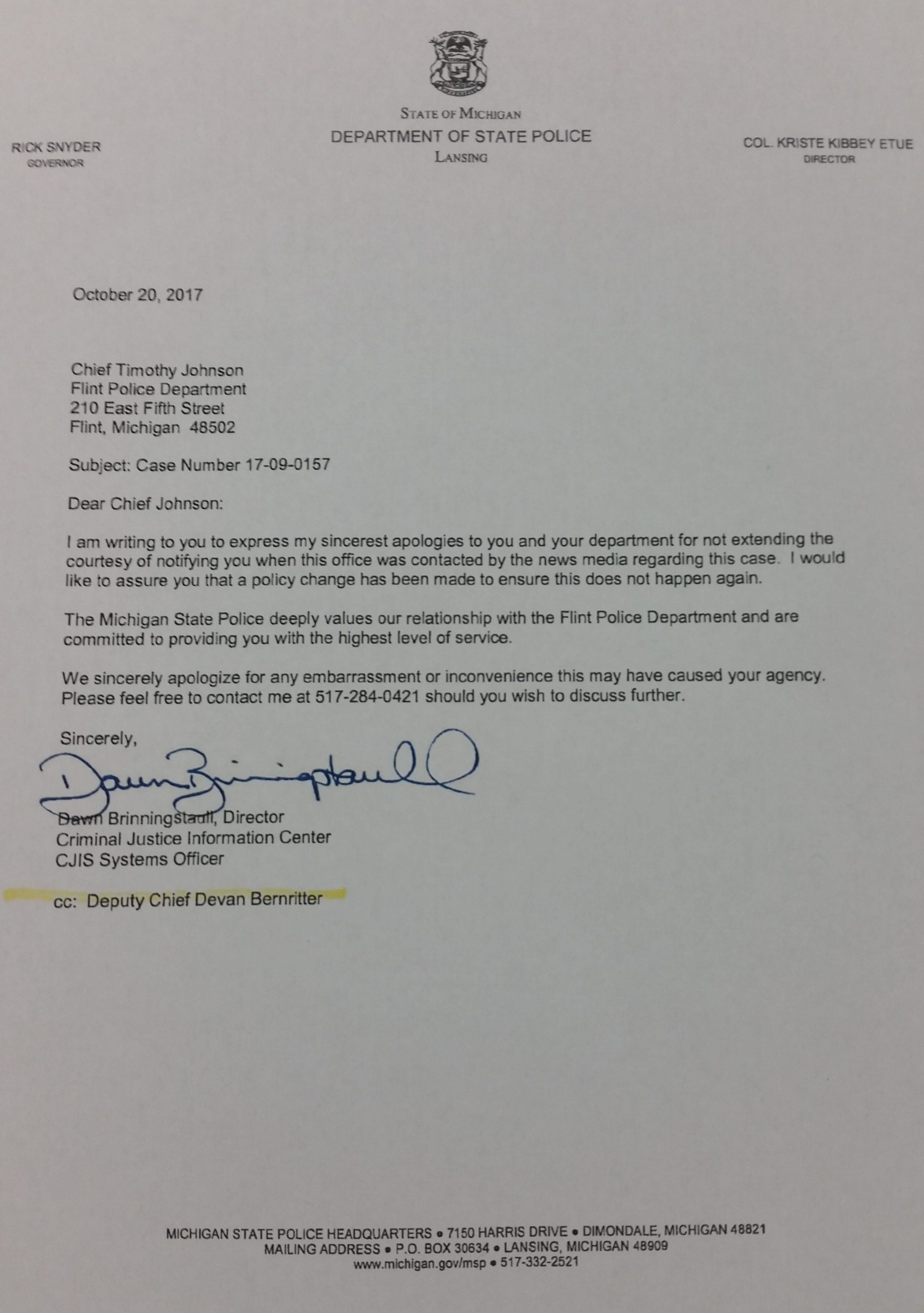 Flint Police Provide Information/Documents on Now Resolved MSP LEIN ...