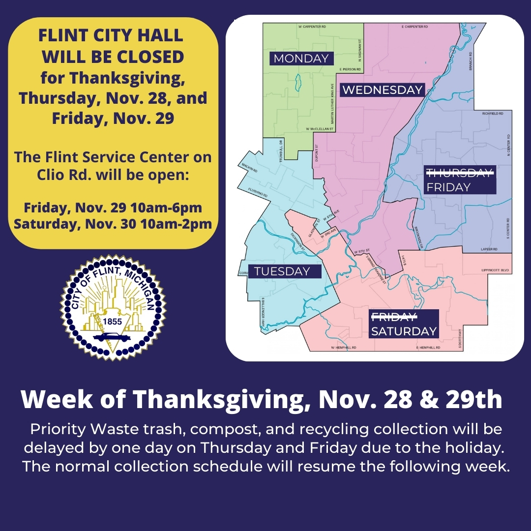 Flint City Hall will be Closed November 28th & 29th for Thanksgiving ...