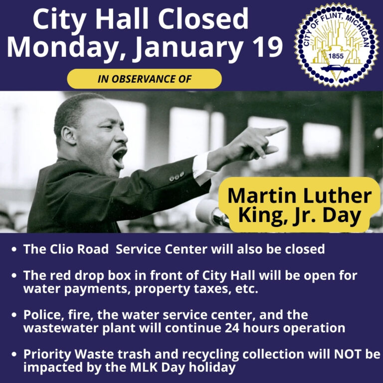 Flint City Hall, Clio Road Service Center, will be closed Monday ...